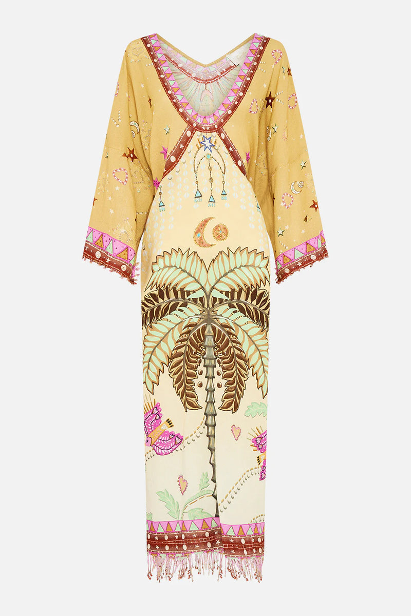 CAMILLA Knot Trimmed Kaftan - Aswan Abstract – Magpie Style