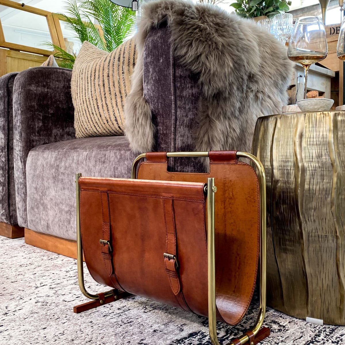 Leather Magazine Basket - Tan – Magpie Style