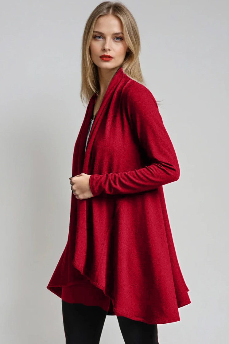 PAULA RYAN Panelled Swing Cardigan - Merino Ruby – Magpie Style