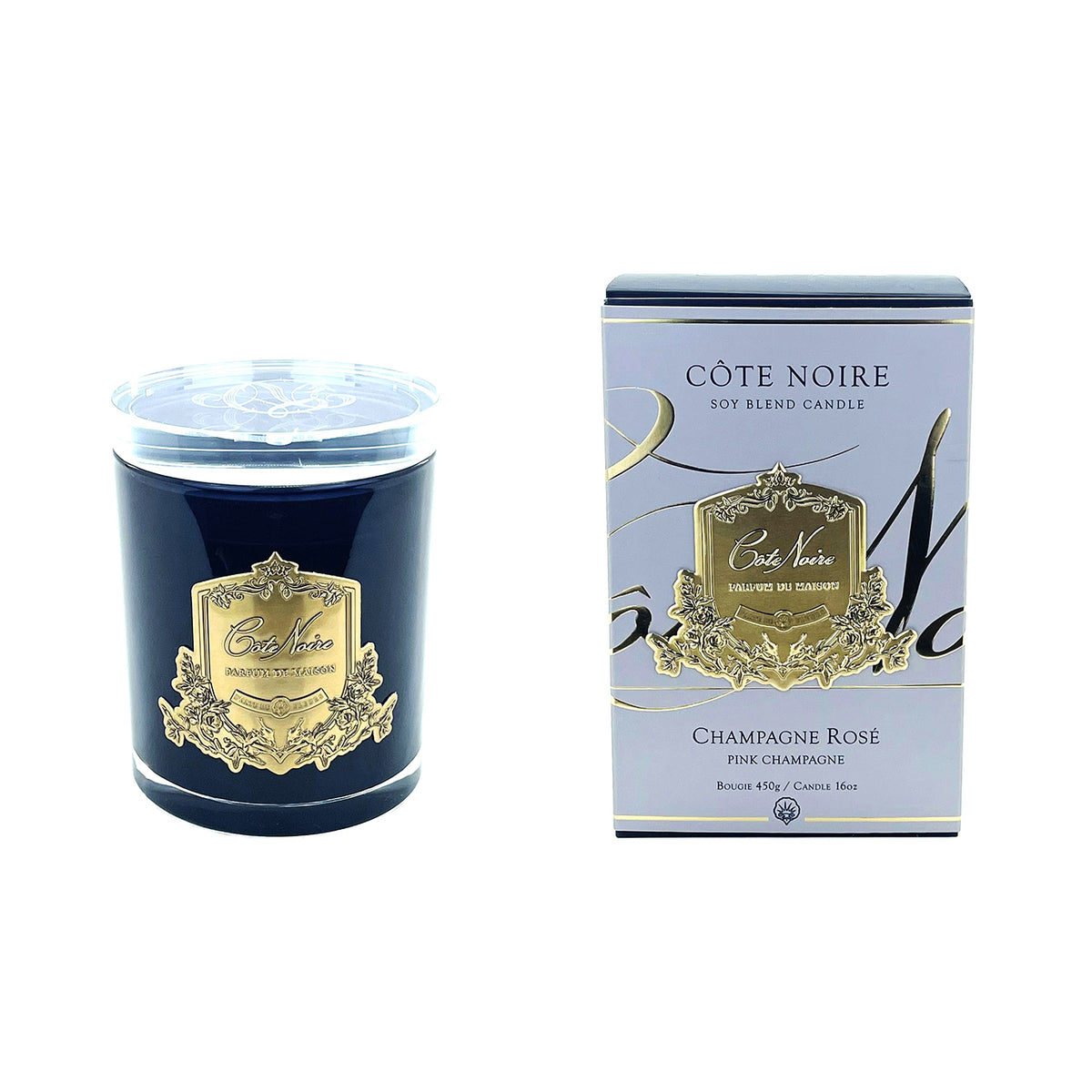 COTE NOIRE Pink Champagne Candle, Crystal Lid - Gold 450g – Magpie Style